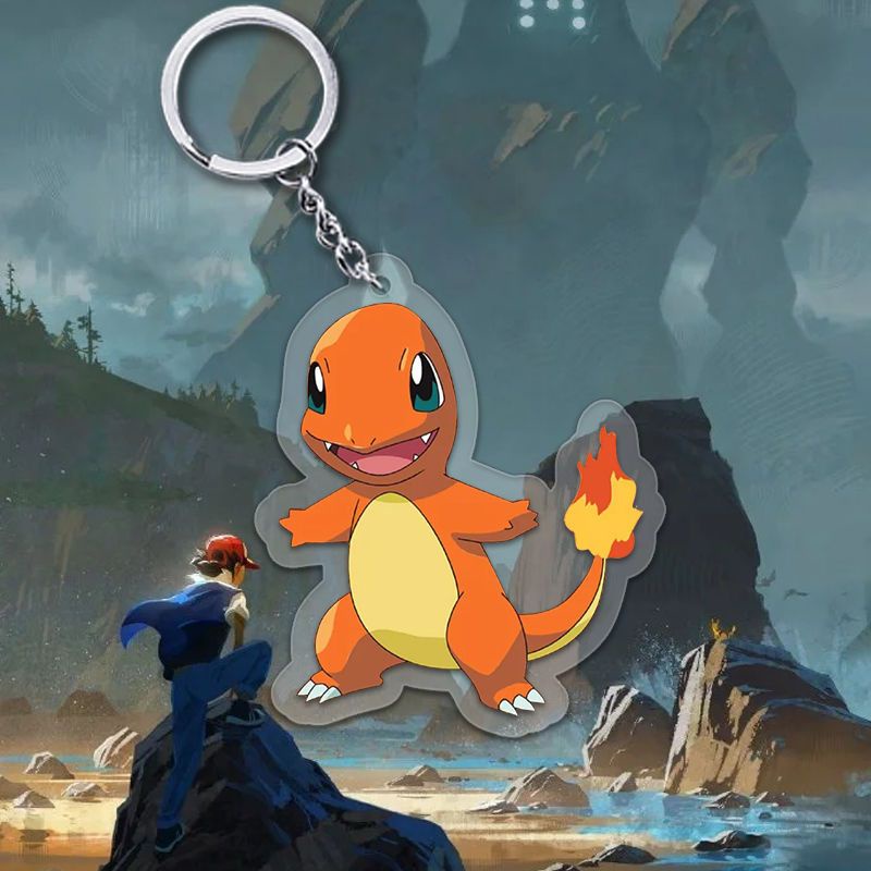 Acrylic Keychain Charizard Fire-Breathing Dragon Pikachu Cracked Hollow ...