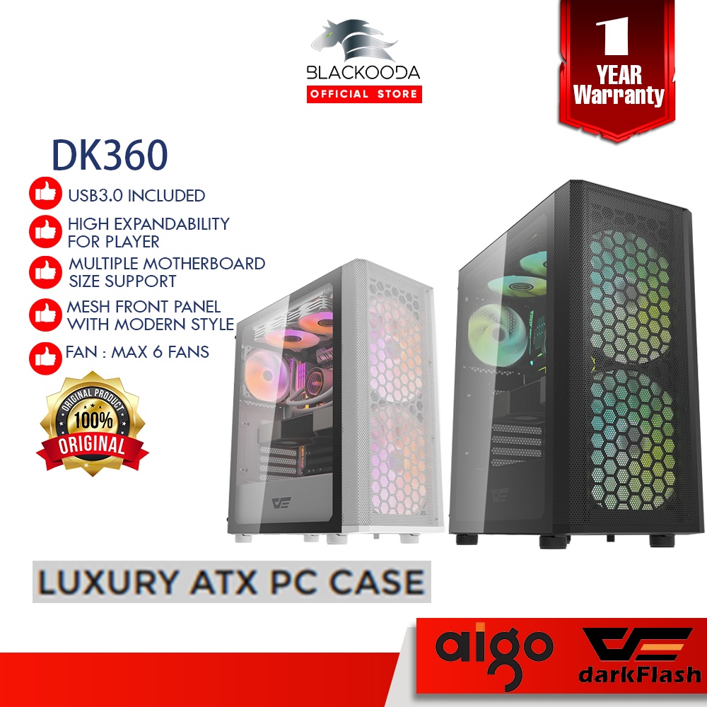 AIGO DARKFLASH PC CASES DK360 LUXURY ATX | Shopee Malaysia
