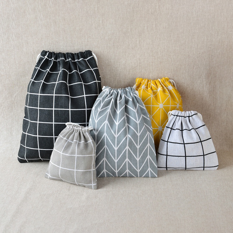 Drawstring Pocket Bag Storage Organizer Cotton Linen Cosmetic Travel ...