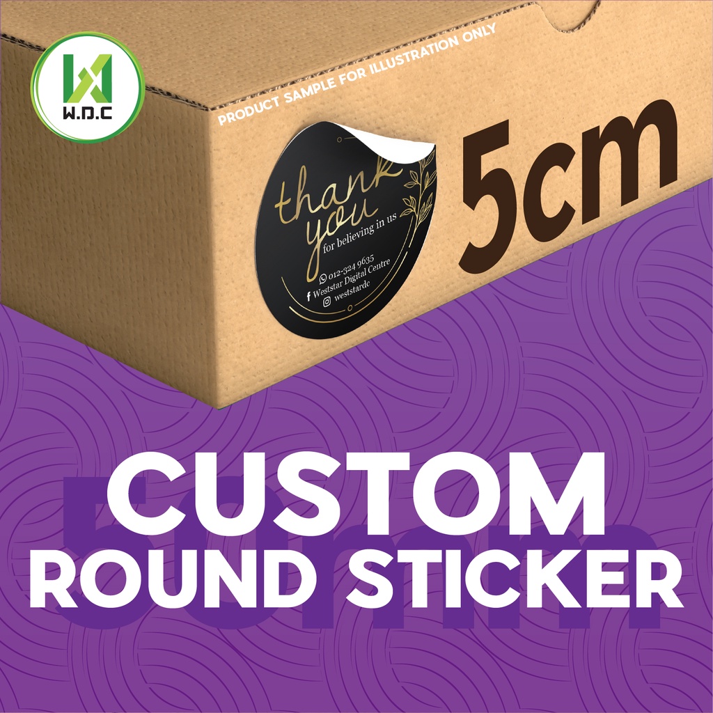 Custom Round Sticker Label Printing (3cm to 6cm) , Cetak Sticker Produk ...