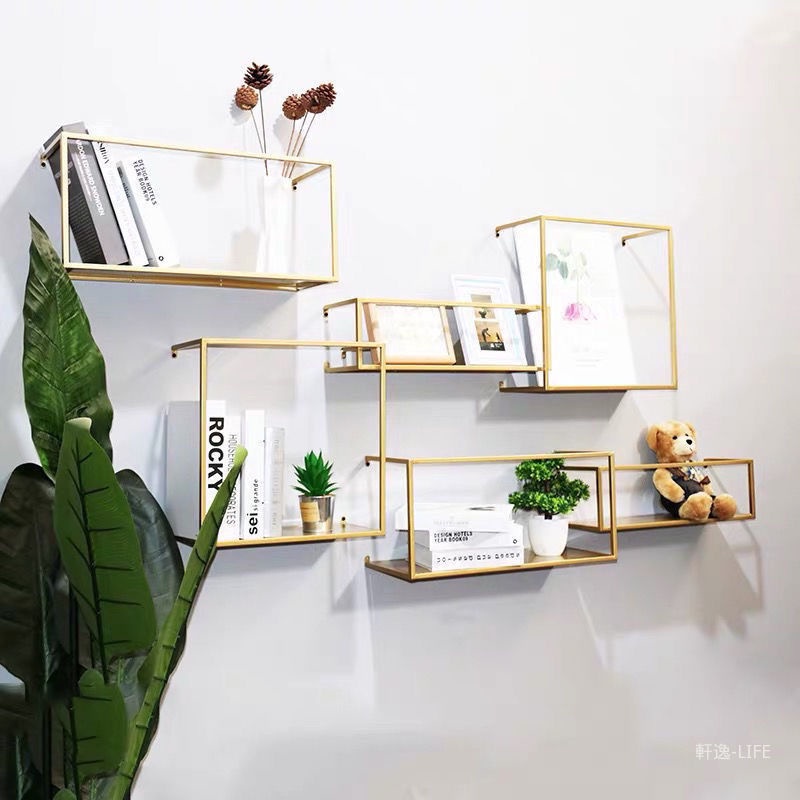 Nordic Wall Shelf Wall Storage Iron Wall-Mounted Bookshelf Creative ...