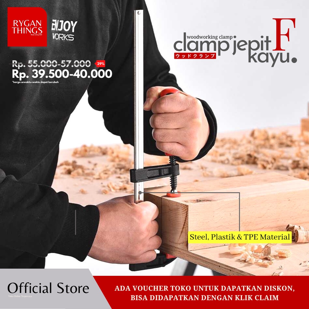 KAYU Wooden Clamp F Clamp Handle-C Woodworking Clamp Carpentry | Shopee ...