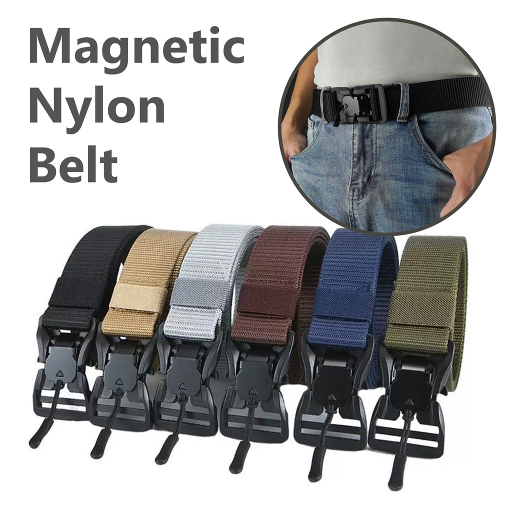 Magnetic Nylon Belt Unisex Military Quick Auto Latch Buckle Adjustable ...
