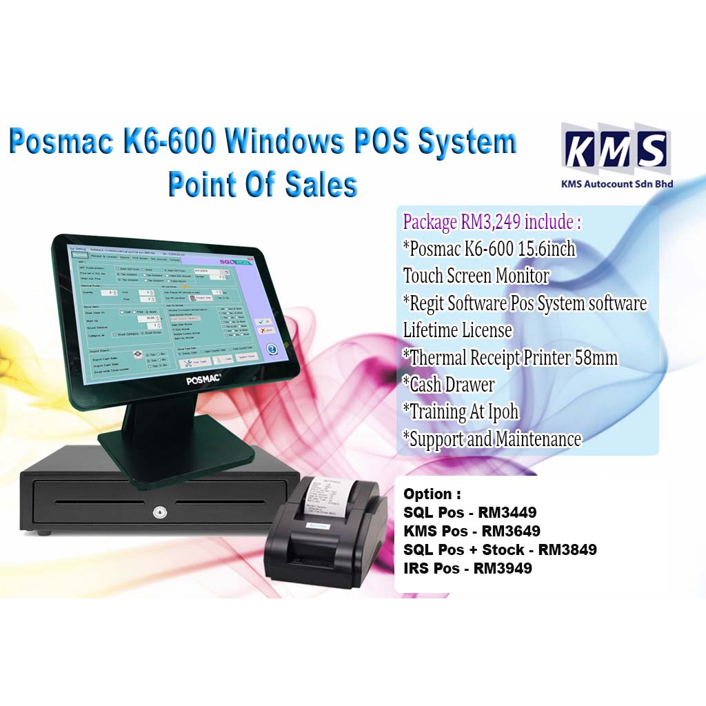 Windows Pos System Point of Sales Package Posmac K6-600 15 inch ...