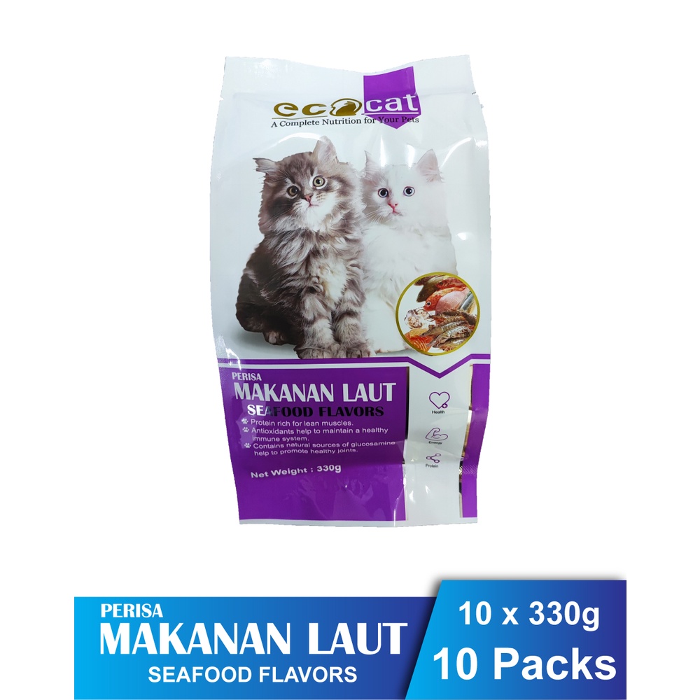 EcoCat Seafood / Chicken Flavors 10 x 330g (Makanan Kucing, Perisa ...
