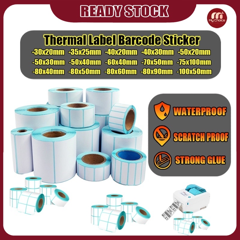 Thermal Sticker 16 Various Size Thermal Paper Barcode Label Sticker ...