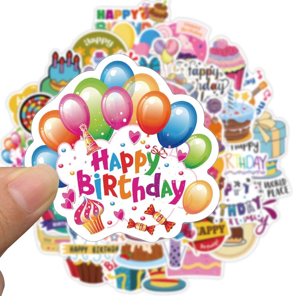 [Large sticker]50pcs Cartoon Happy Birthday Stickers for Car Helmet ...