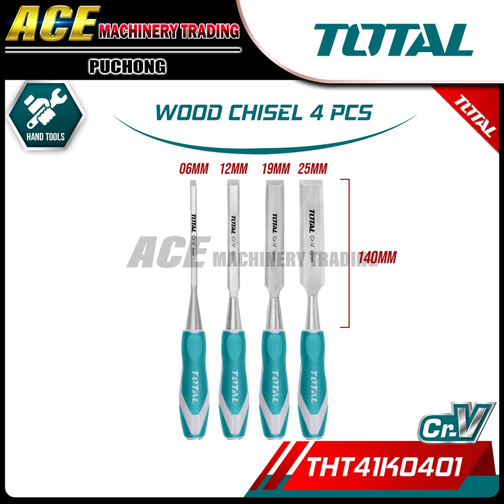 [ TOTAL ] INDUSTRIAL WOOD CHISEL SET - 4PCS (THT41K0401) | Shopee Malaysia
