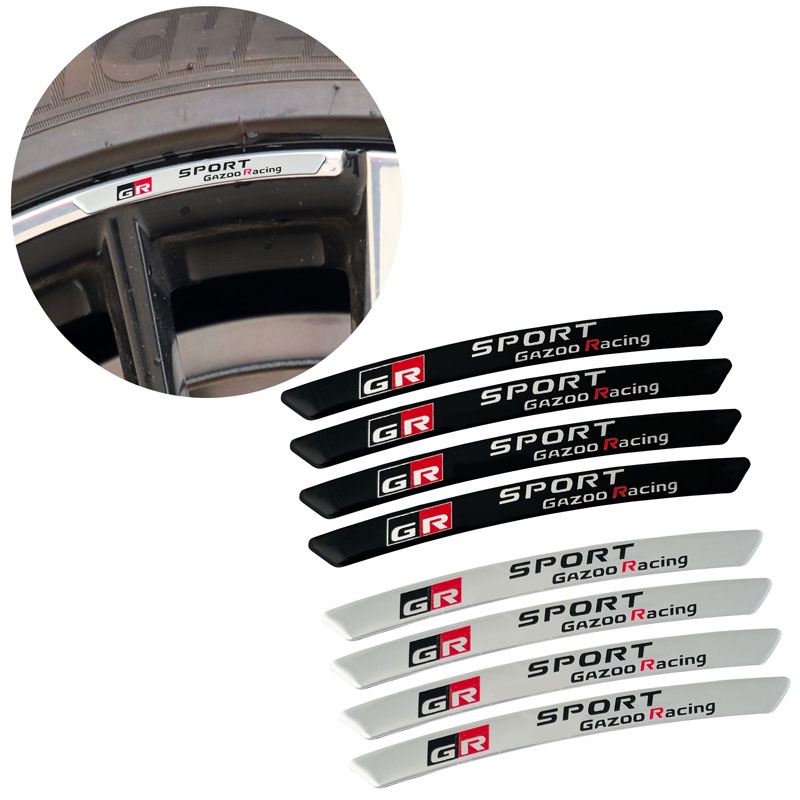 Car Styling GR Sport Gazoo Racing Emblem 4x Car Decals Wheels Rims ...