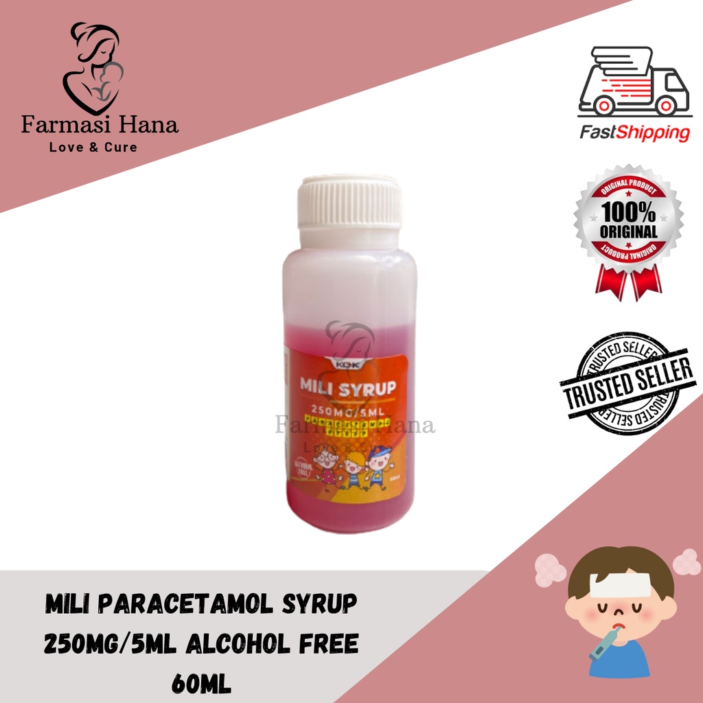 MILI PARACETAMOL SYRUP 250MG/5ML 60ML ALCOHOL FREE UNTUK DEMAM | Shopee ...