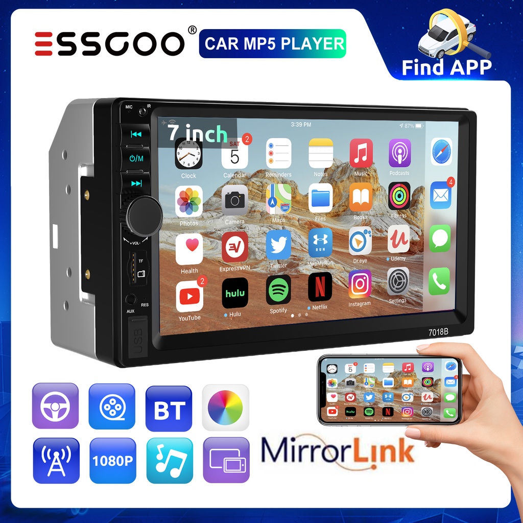 ESSGOO 7018B Double 2 Din Car Stereo Radio 7" Multimedia MP5 Car Player Support Mirror link USB ...