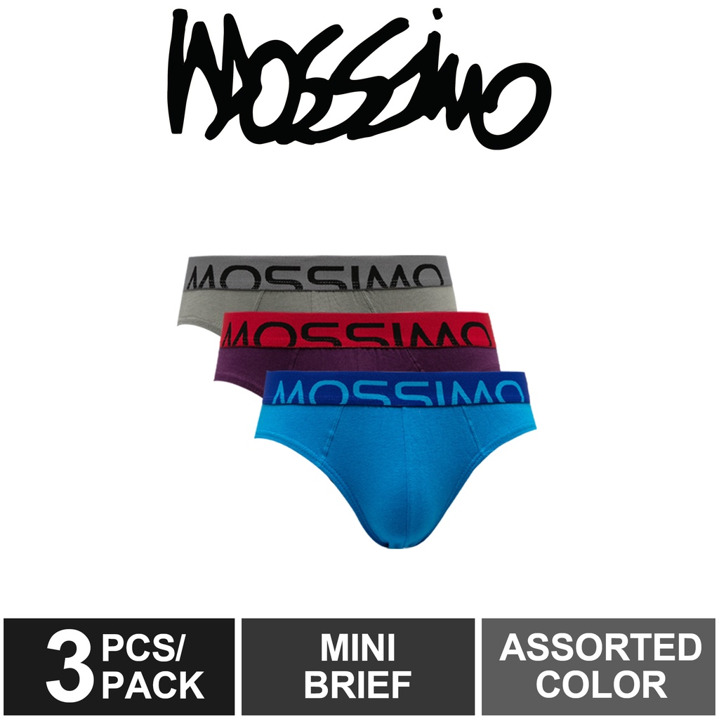 (3 Pcs) Mossimo Mens Cotton Spandex Mini Brief Underwear Assorted ...