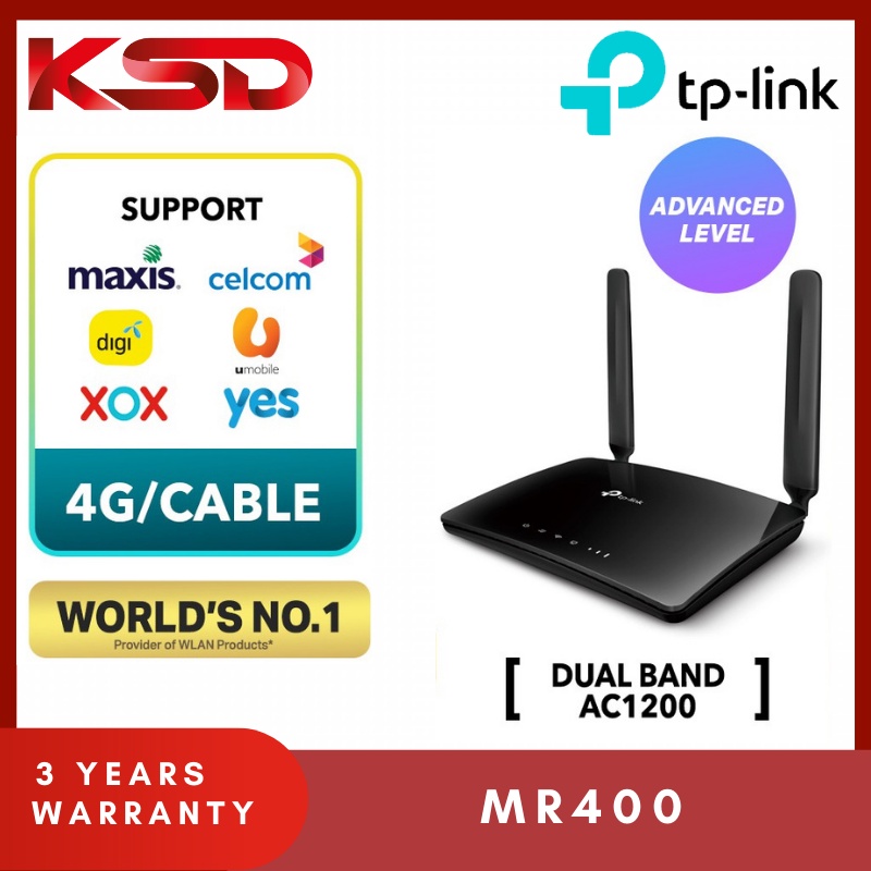 TP-Link TL-MR400 AC1200 2.4Ghz+5Ghz 4G LTE Dual Band WiFi Direct Sim ...