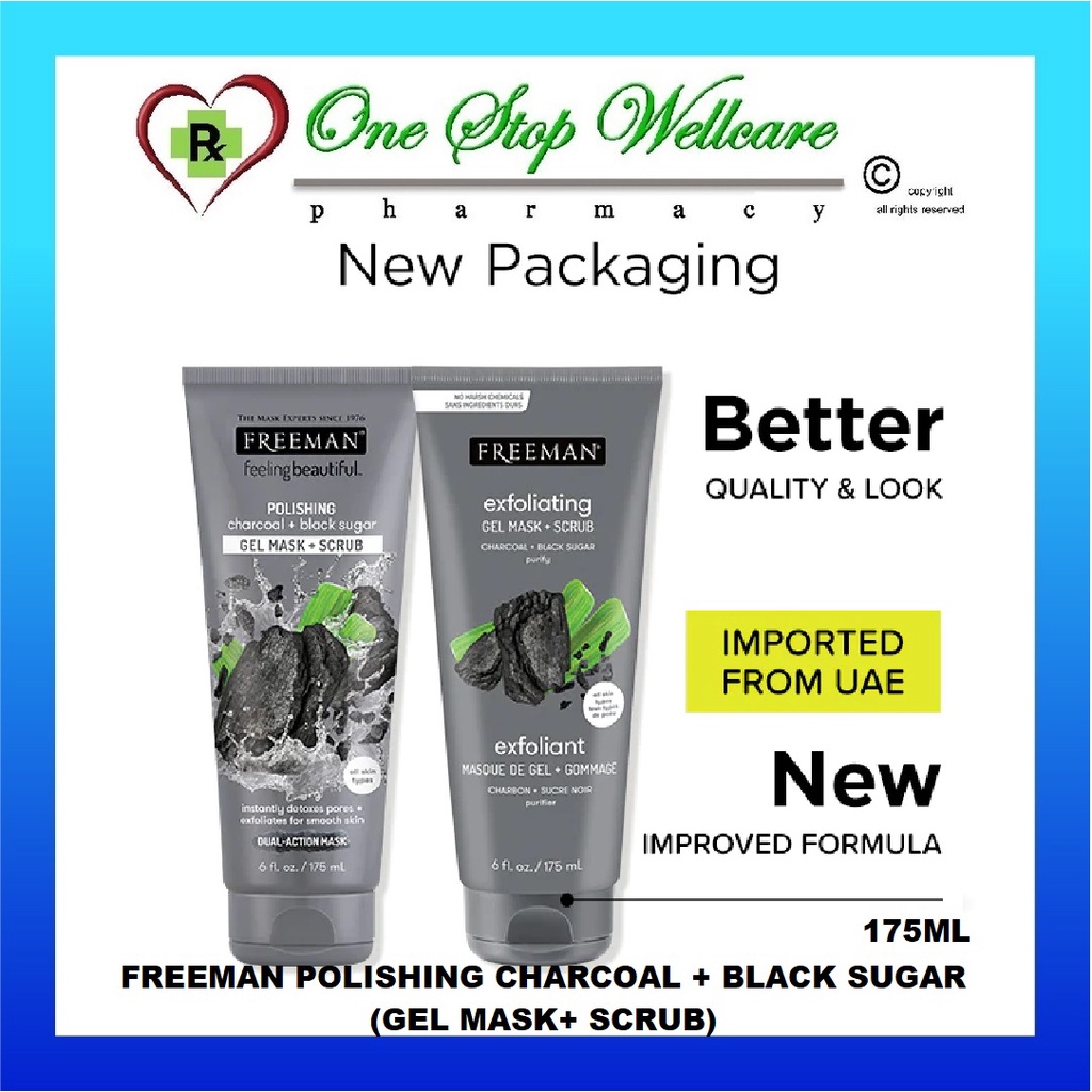 FREEMAN EXFOLIATING CHARCOAL+BLACK SUGAR GEL MASK+SCRUB 175ML (EXP:08/ ...