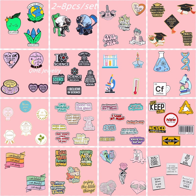 2~8pcs/set Enamel Pin Vintage Style Graduation Season Cute Beaker ...
