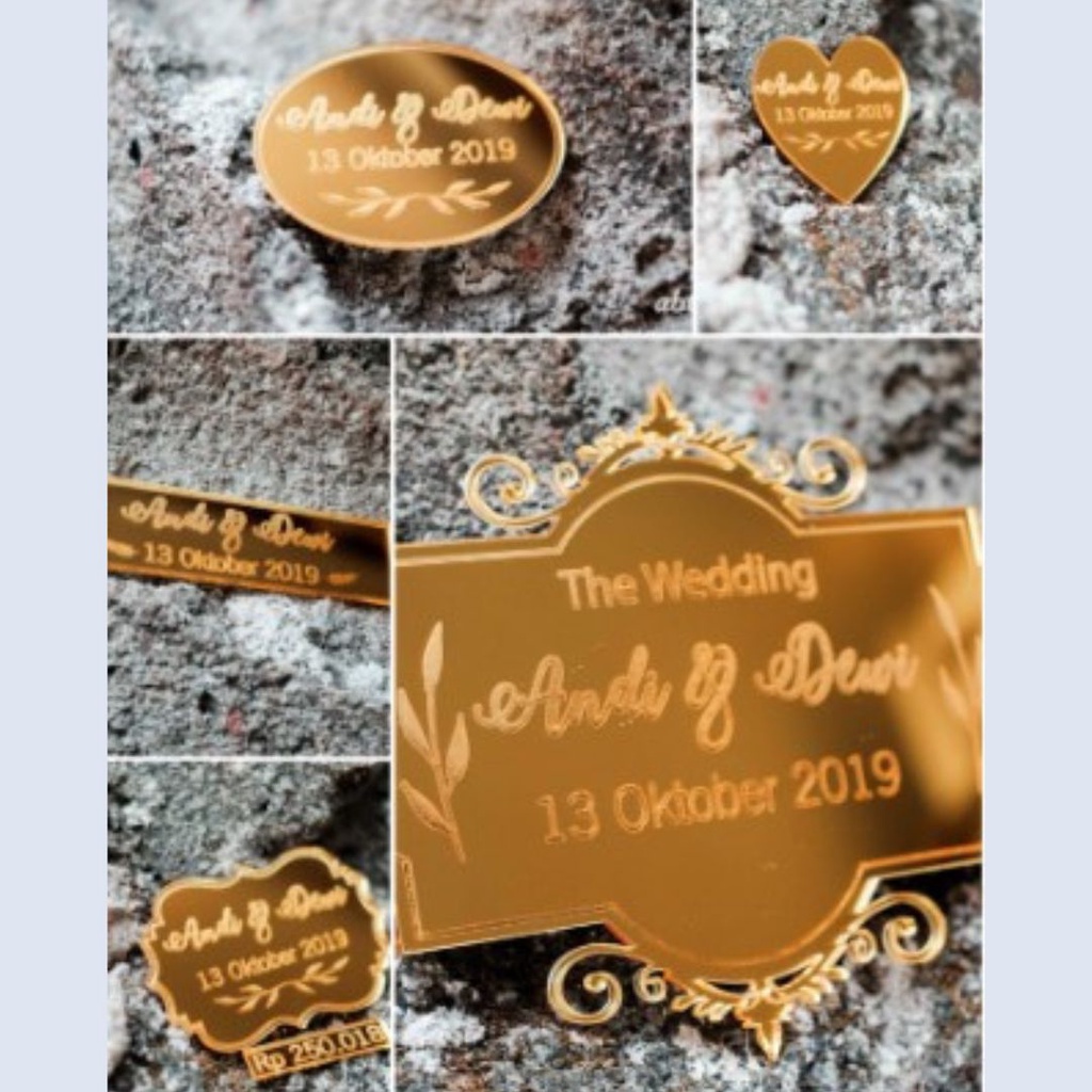 Gold Acrylic Mahar Engraved Laser Cut Custom Name / Initial / Text Gold ...