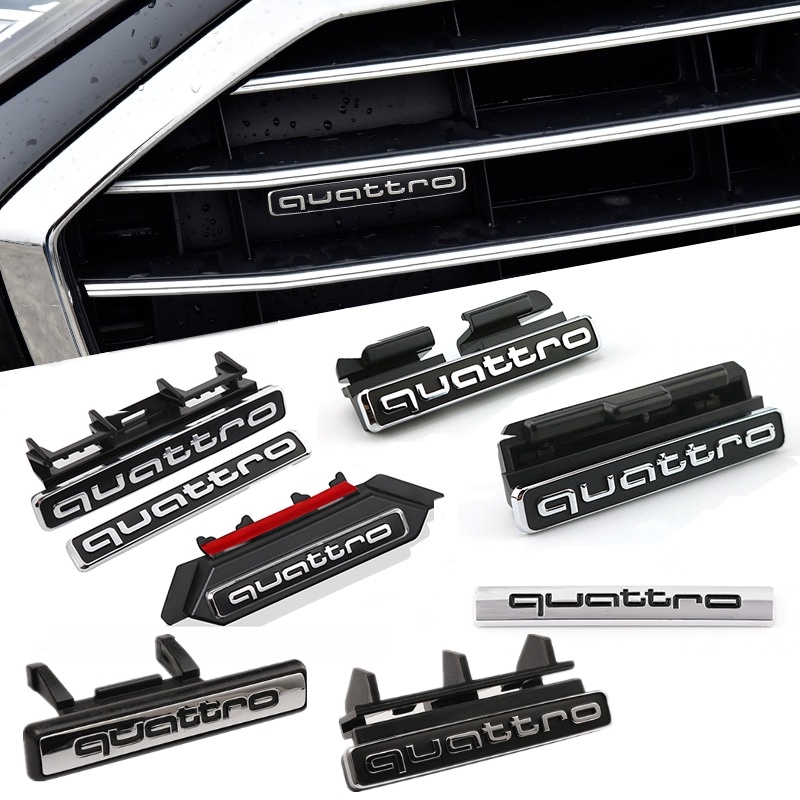 For Audi Quattro Logo A4 A4L Q3 Q5 Q5L A6 A6L Car Front Grill Grille Badge Emblem Sticker Four ...