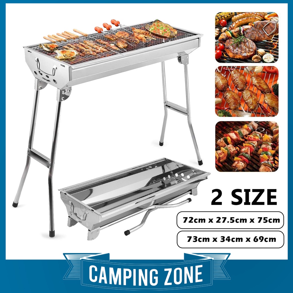 72CM/73CM Stainless Steel Foldable BBQ Grill with Stand Outdoor Picnic ...
