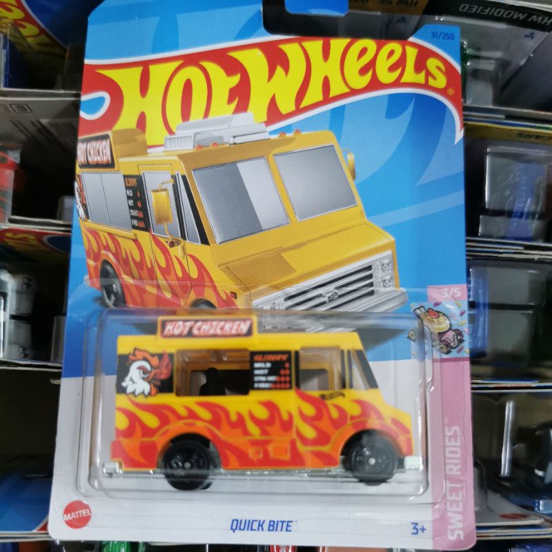 Diecast Hot Wheels B23 QUICK BITE Yellow Fire Hot chicken HW Hotwheels ...