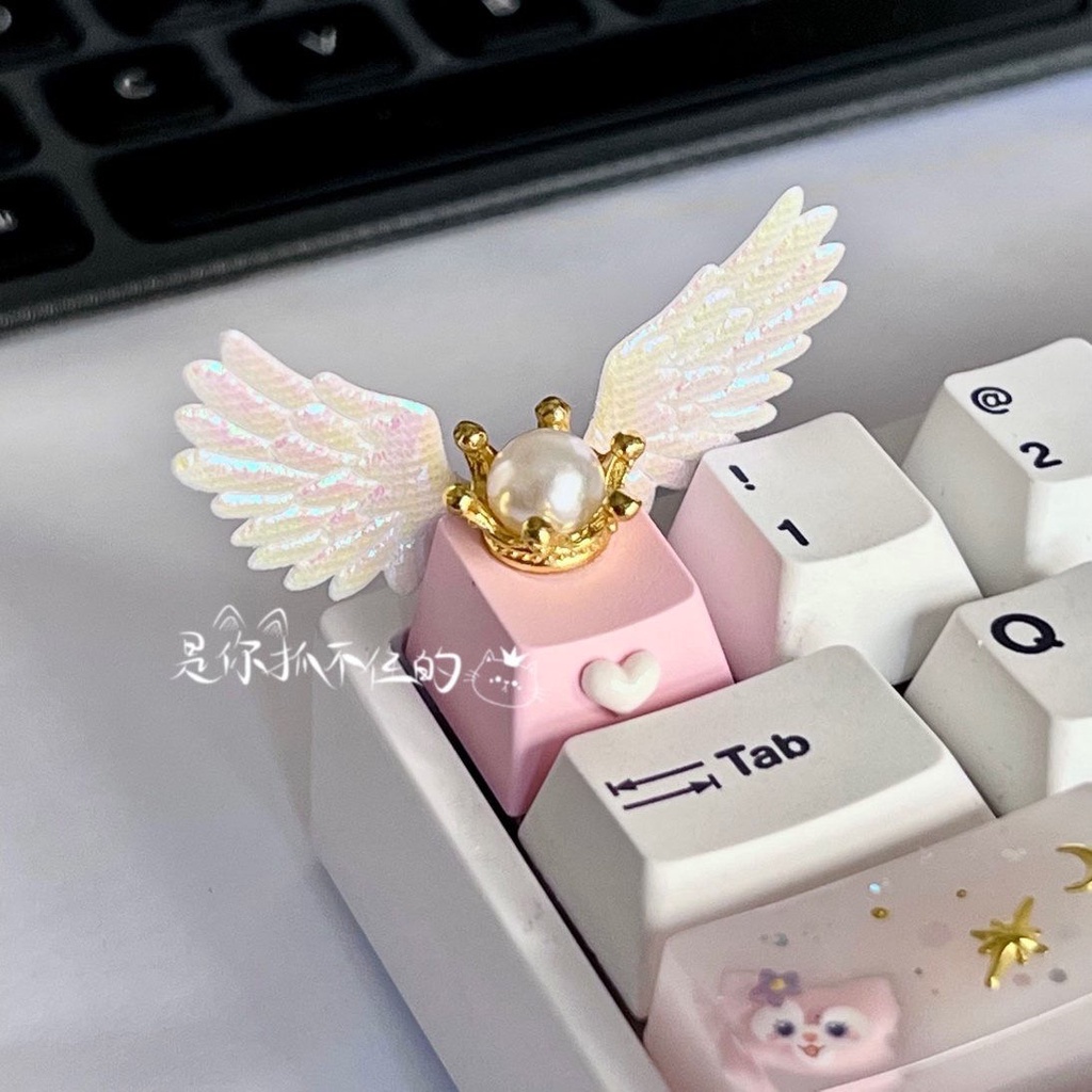 Angel wing keycap beautiful girl cross shaft mechanical keyboard oem ...