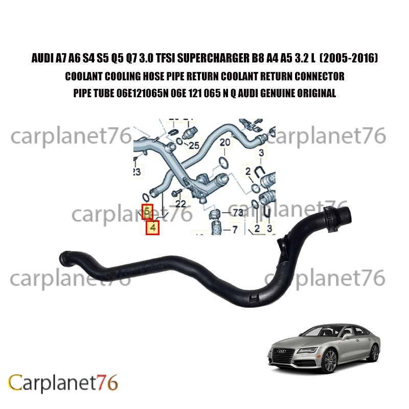 AUDI A7 A6 S4 S5 Q5 Q7 TFSI SUPERCHARGER B8 A4 A5 3.2 L COOLANT HOSE ...