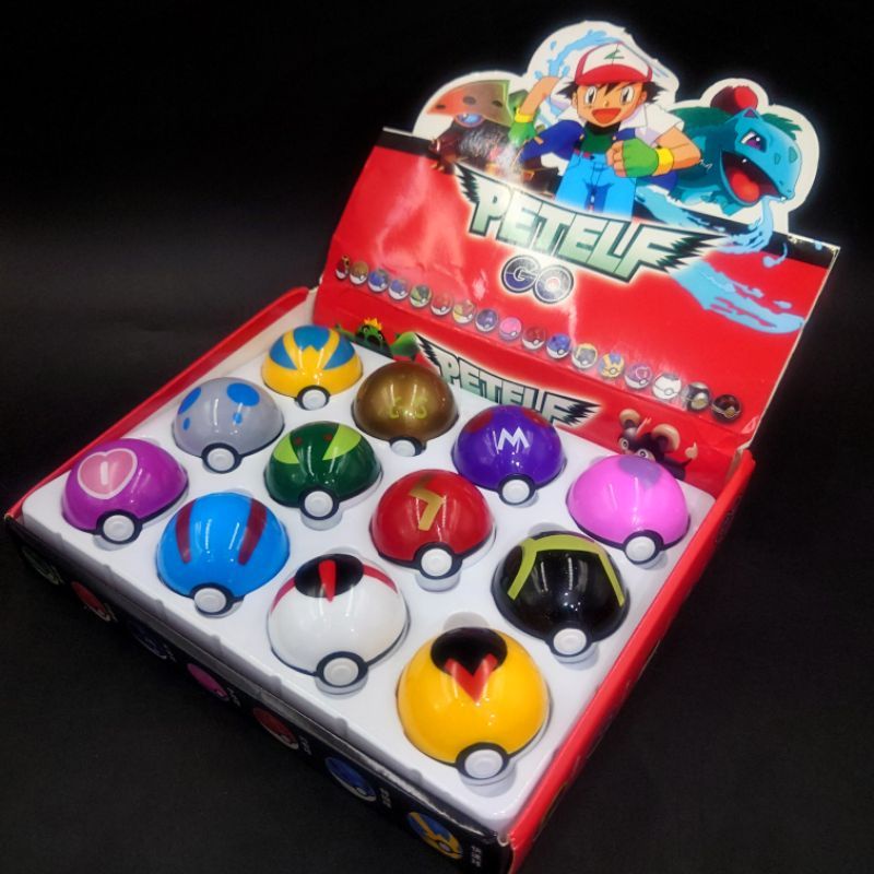 Lift The Box!! 12 Multi-Colored Pokeball Many Styles Inside Has A Small ...