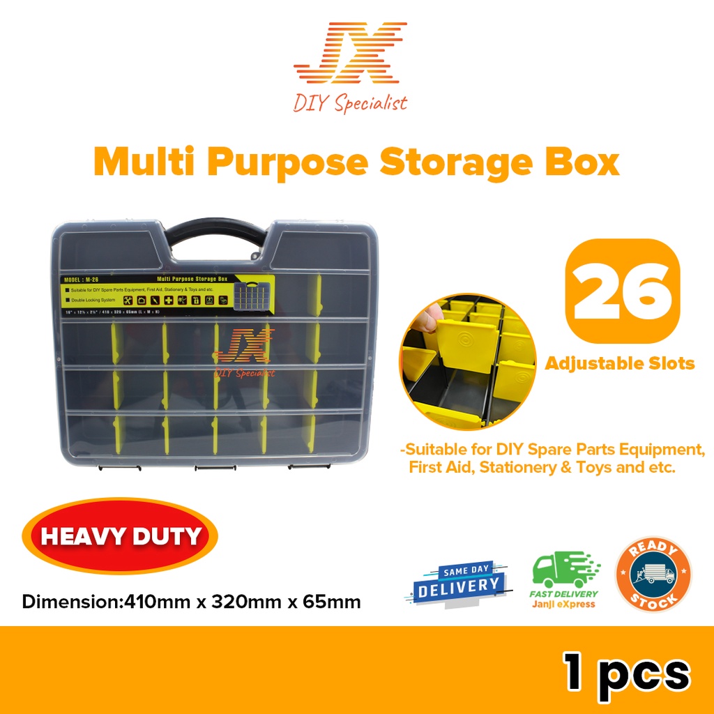 26 Slots Heavy Duty Plastic Adjustable Storage Box Tool Box Hardware ...