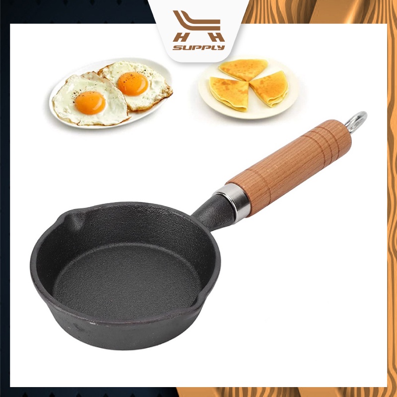 LH 10cm Cast Iron Mini Hot Oil Pan Egg Frying Artifact Flat Bottom ...