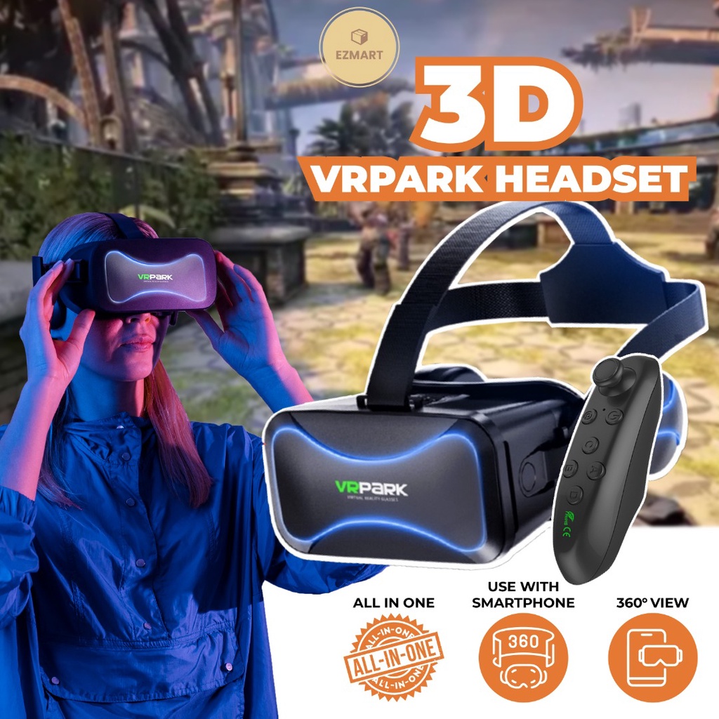 Ready Stock In Malaysia High-Tech VRPark 3D VR Glasses With Headset for 4.7 inch-6.7 inch ...