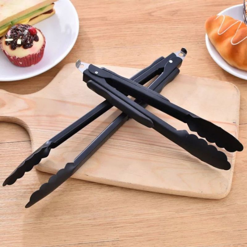 HITAM Thick black fish tongs / thick black cake tongs | Shopee Malaysia