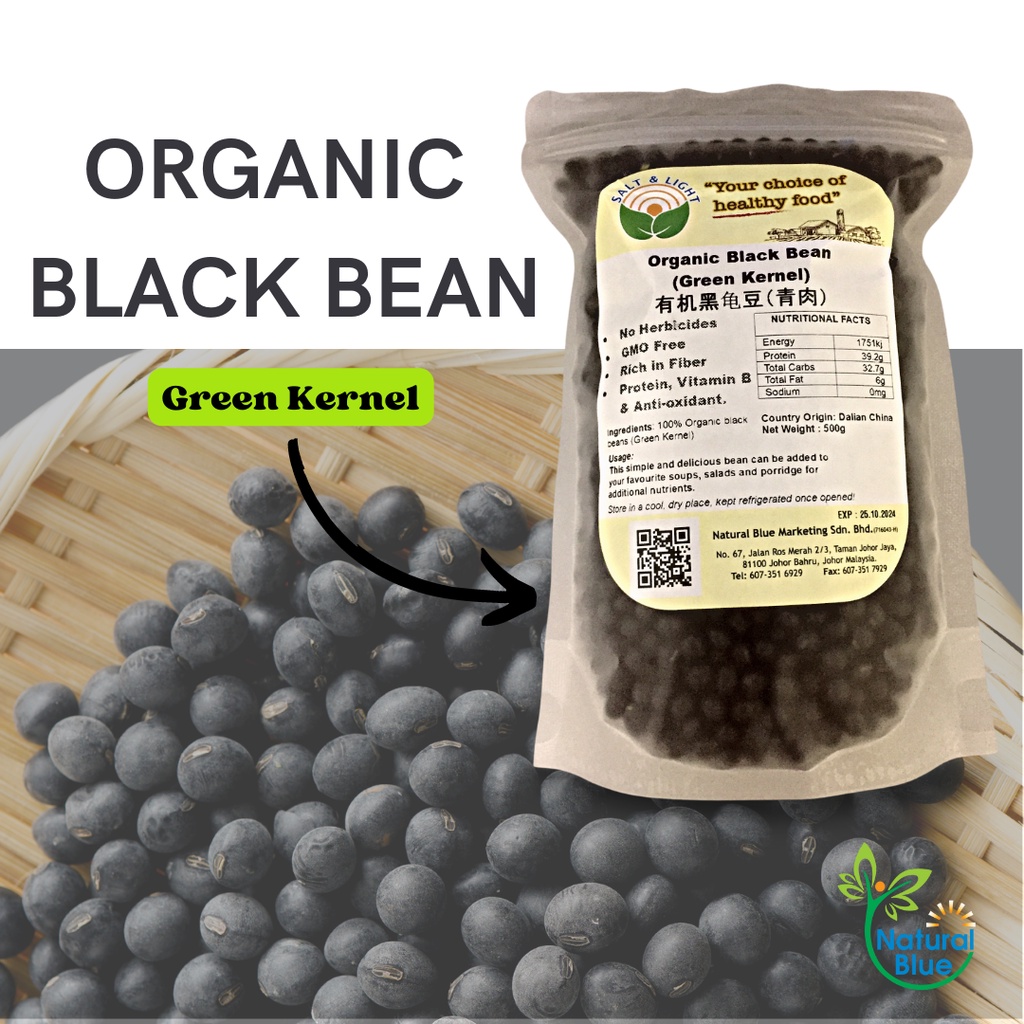 SALT LIGHT - ORGANIC BLACK BEANS (GREEN KERNEL), 500GM | Shopee Malaysia