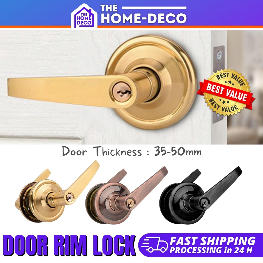 1set Rim Lock Tubular Cylindrical Lever Door Handles Lock Set 35-50mm ...