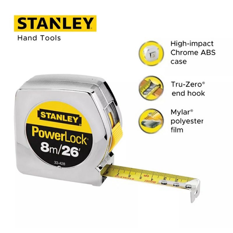 Stanley measuring tape power lock(8m/26ft)ready stock | Shopee Malaysia