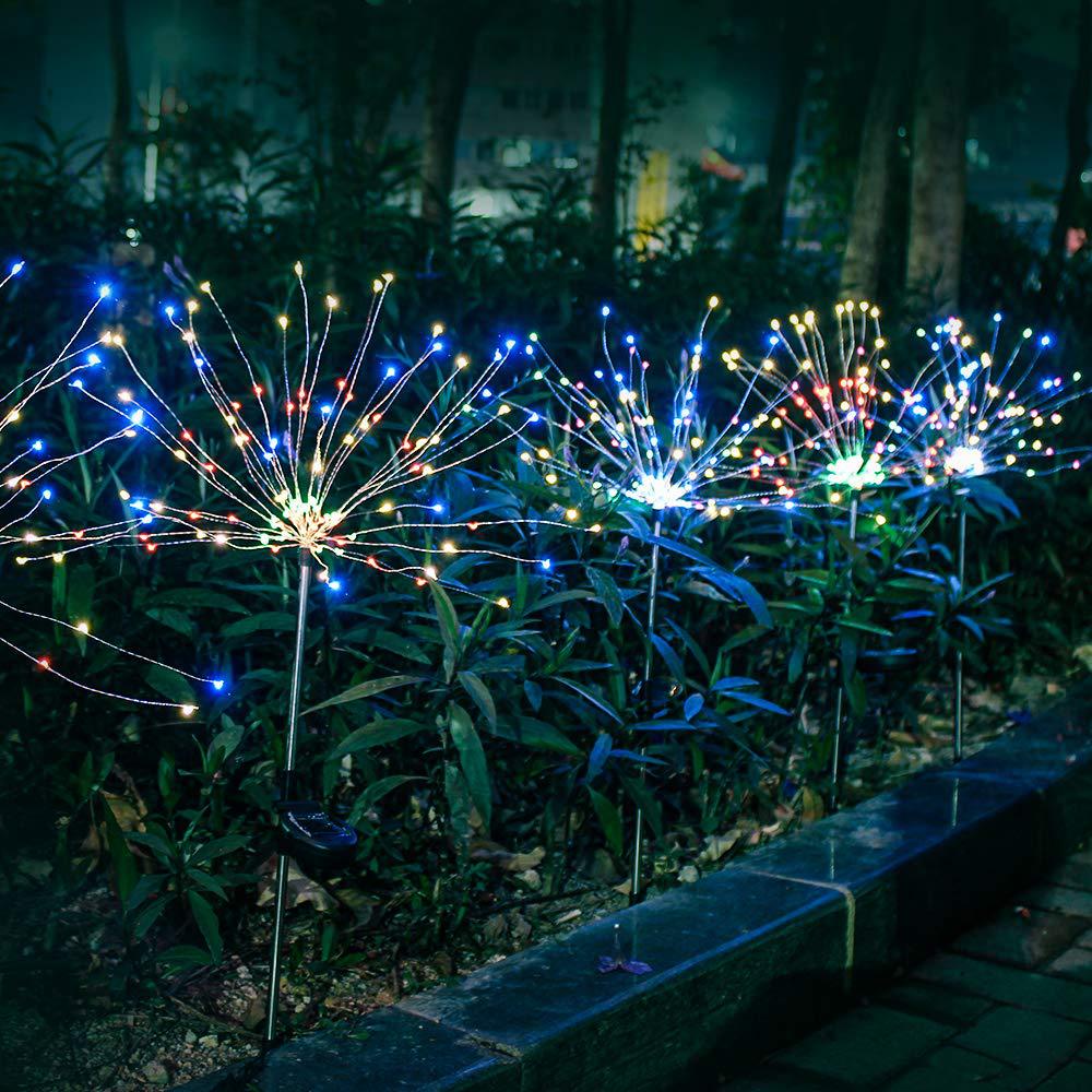 HLV_ Night Sensor 90 / 120 / 150 Solar LED Firework Flower Lantern ...