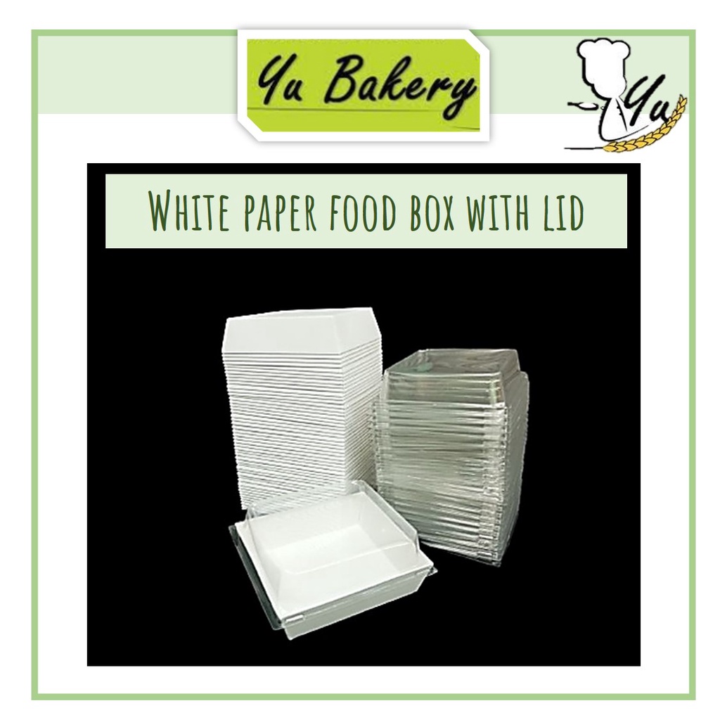 10pcs White paper food box/cake box/bread box with transparent lid ...