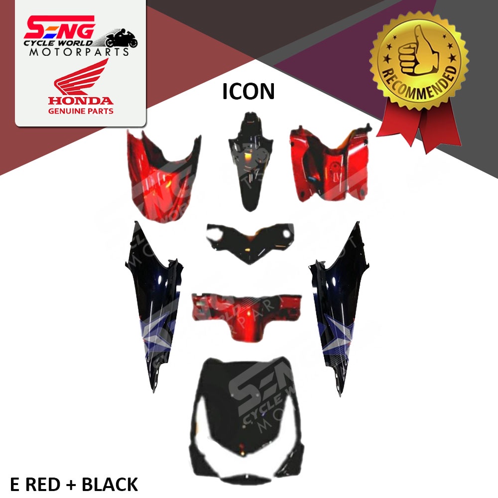 HONDA ICON 110 NEW BODY COVER SET (RED, WHITE) ORIGINAL | Shopee Malaysia