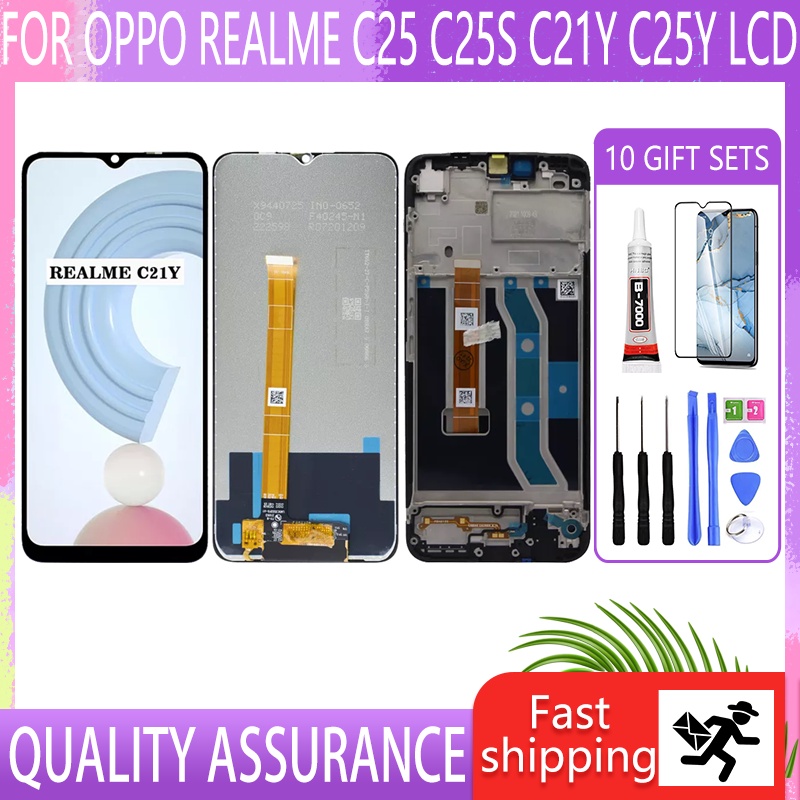 Original For Realme C25 RMX3193, RMX3191 C25S RMX3195, RMX3197 C20A LCD With FrameDisplay Touch ...