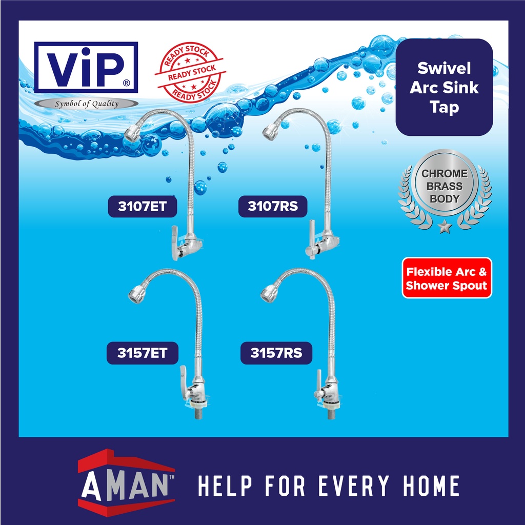 ViP Flexible Arc Shower Spout Chrome Plated Brass Pillar Tap Wall Tap ...