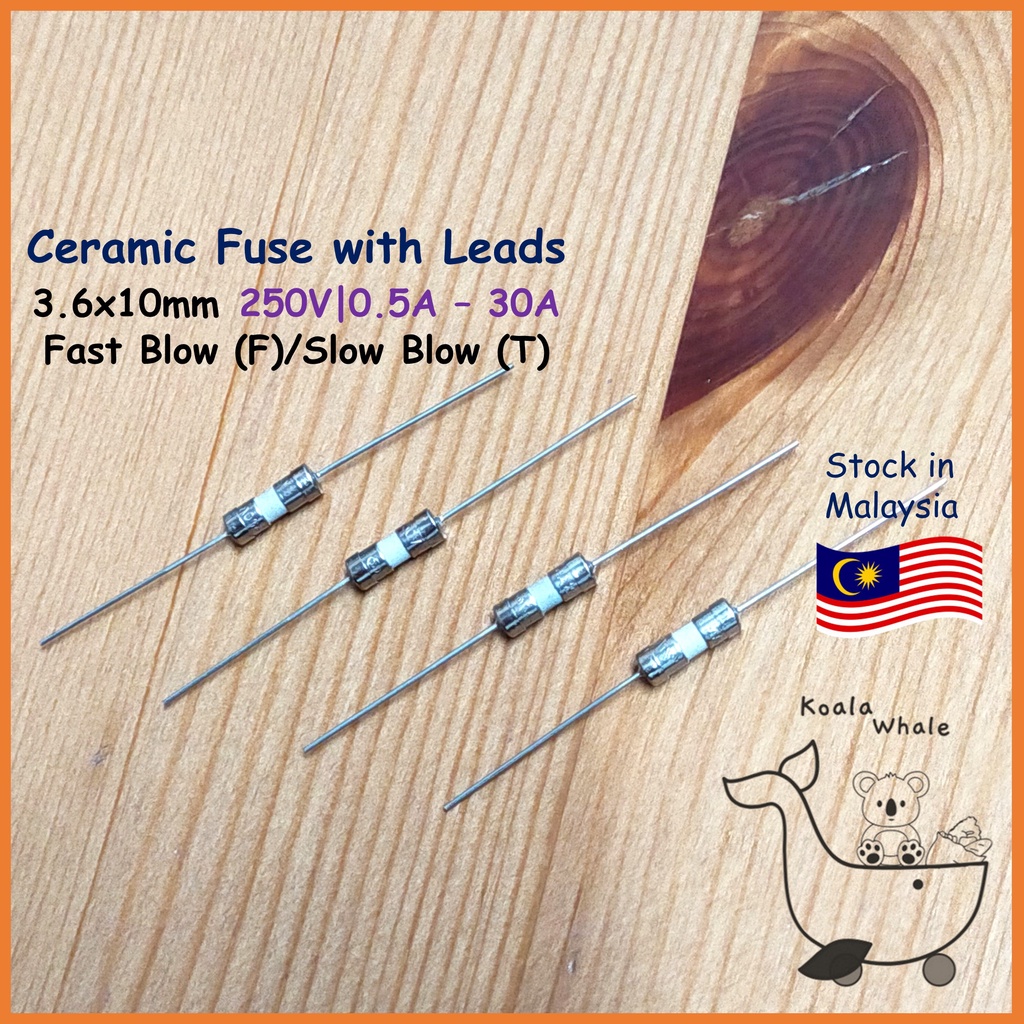Ceramic Fuse 2 Pin Leads 3.6x10mm Fius Seramik 250V 1A 2A 3.15A 4A 5A 6 ...