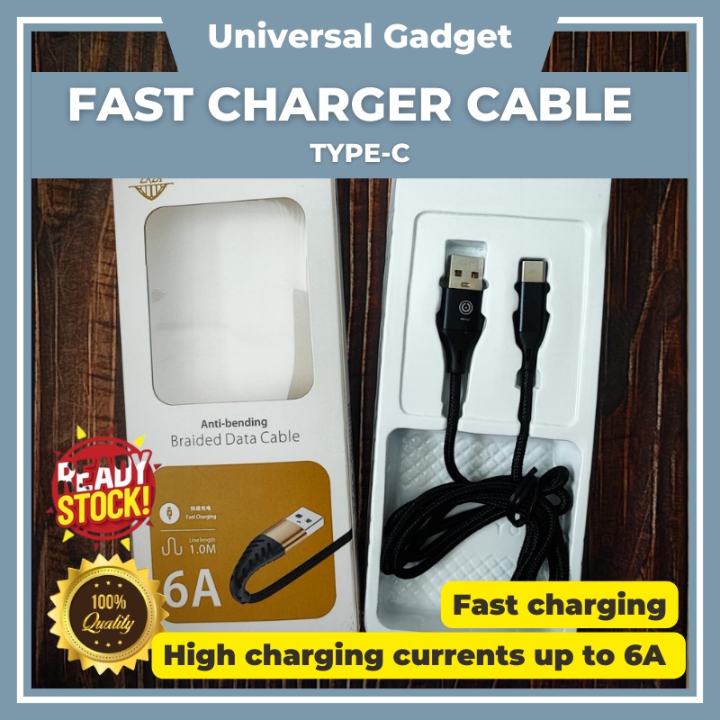 UNIVERSAL GADGET Type-C Anti-bending Braided Data Cable 6A Fast ...