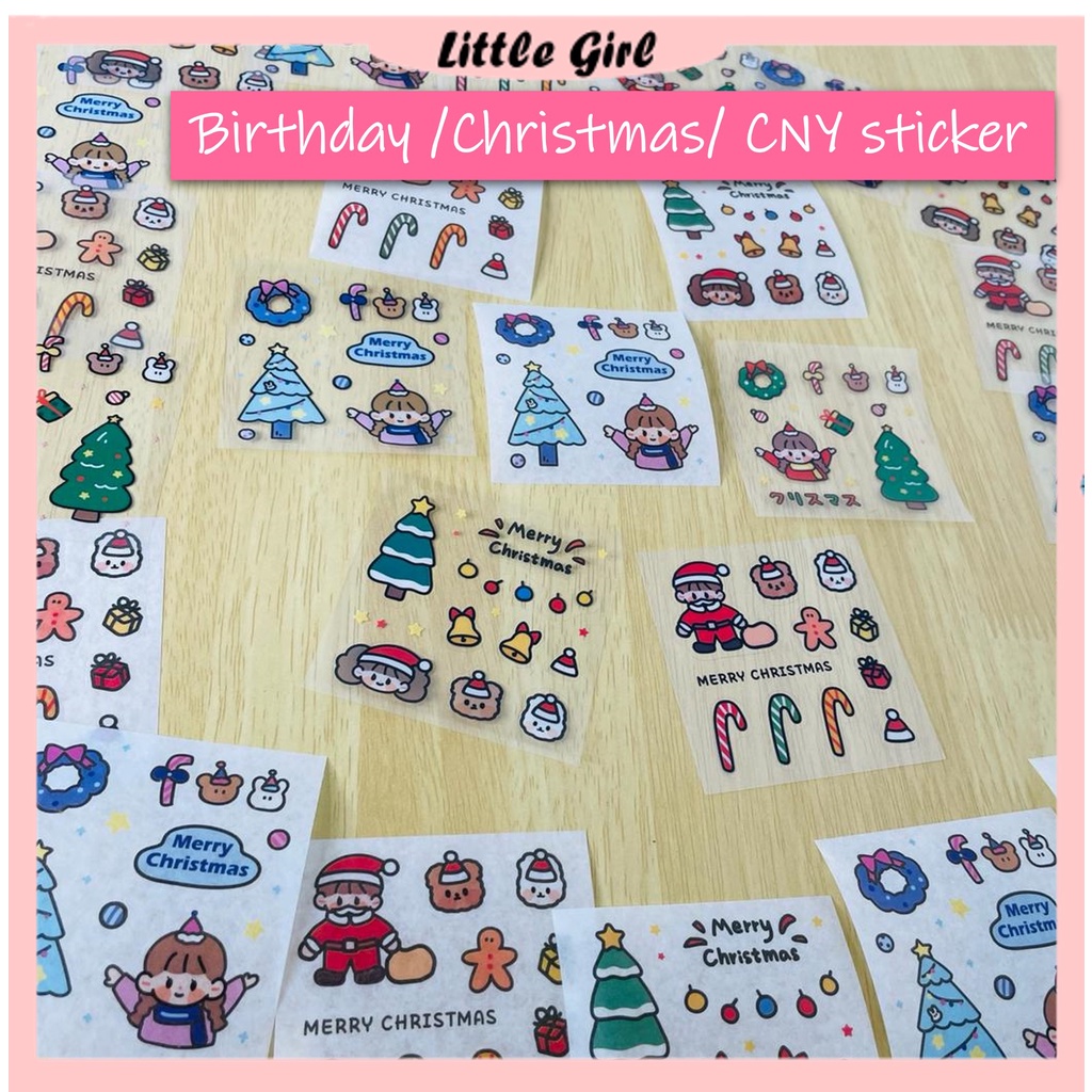 3 sheets Stickers |Happy Birthday Merry Christmas New Year │PVC Washi ...