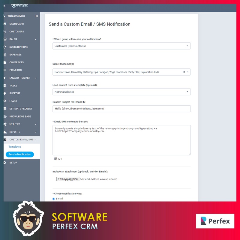 Custom SMS & Email Notifications module for Perfex CRM v2.3.2 | Shopee ...