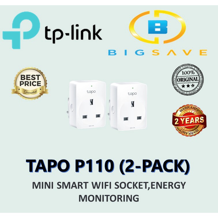 TP-LINK TAPO P110 (2-PACK) MINI SMART WIFI SOCKET ENERGY MONITORING ...