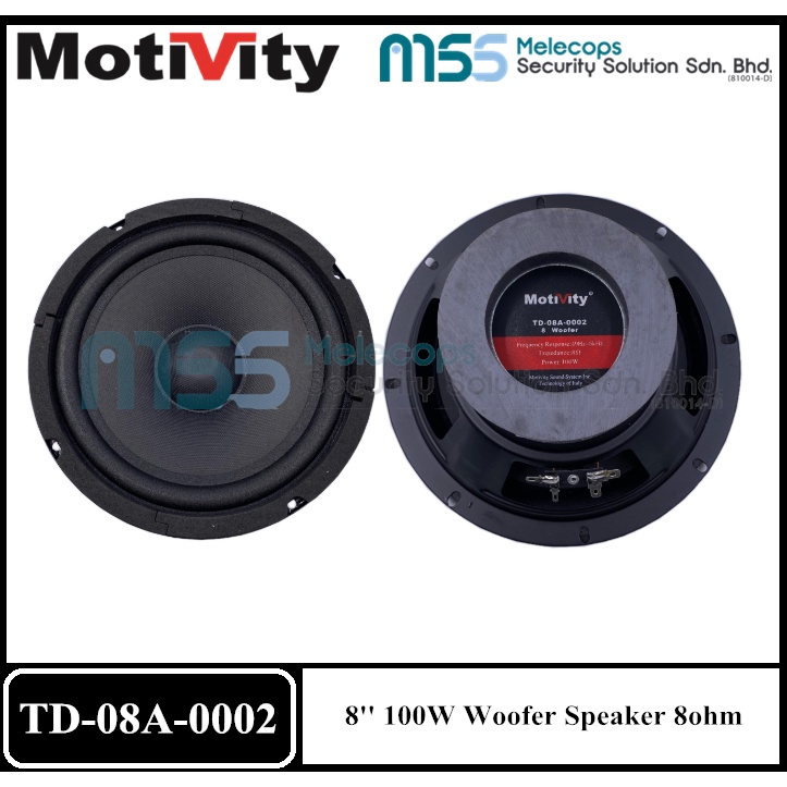 MOTIVITY TD-08A-0002 8'' 100W Woofer Speaker 8ohm (1 Unit) | Shopee ...