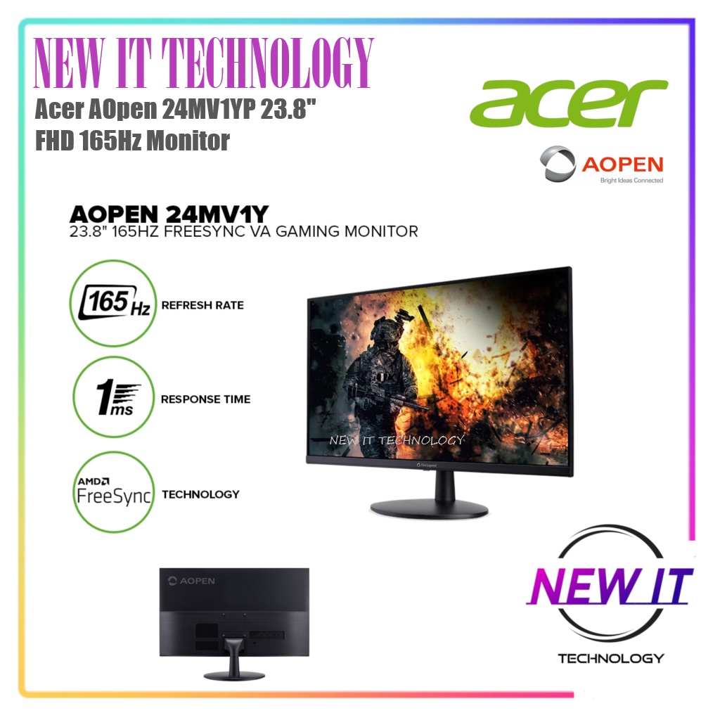 Acer Aopen 24MV1Y P / 24MV1YP 23.8" VA FHD 1920x1080p 1MS 165Hz Hdmi&DP ...