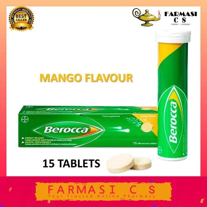 Berocca 15 Effervescent Tablets Mango Flavour EXP:03/2025 [ Vitamin C 500mg, B, Calcium ...