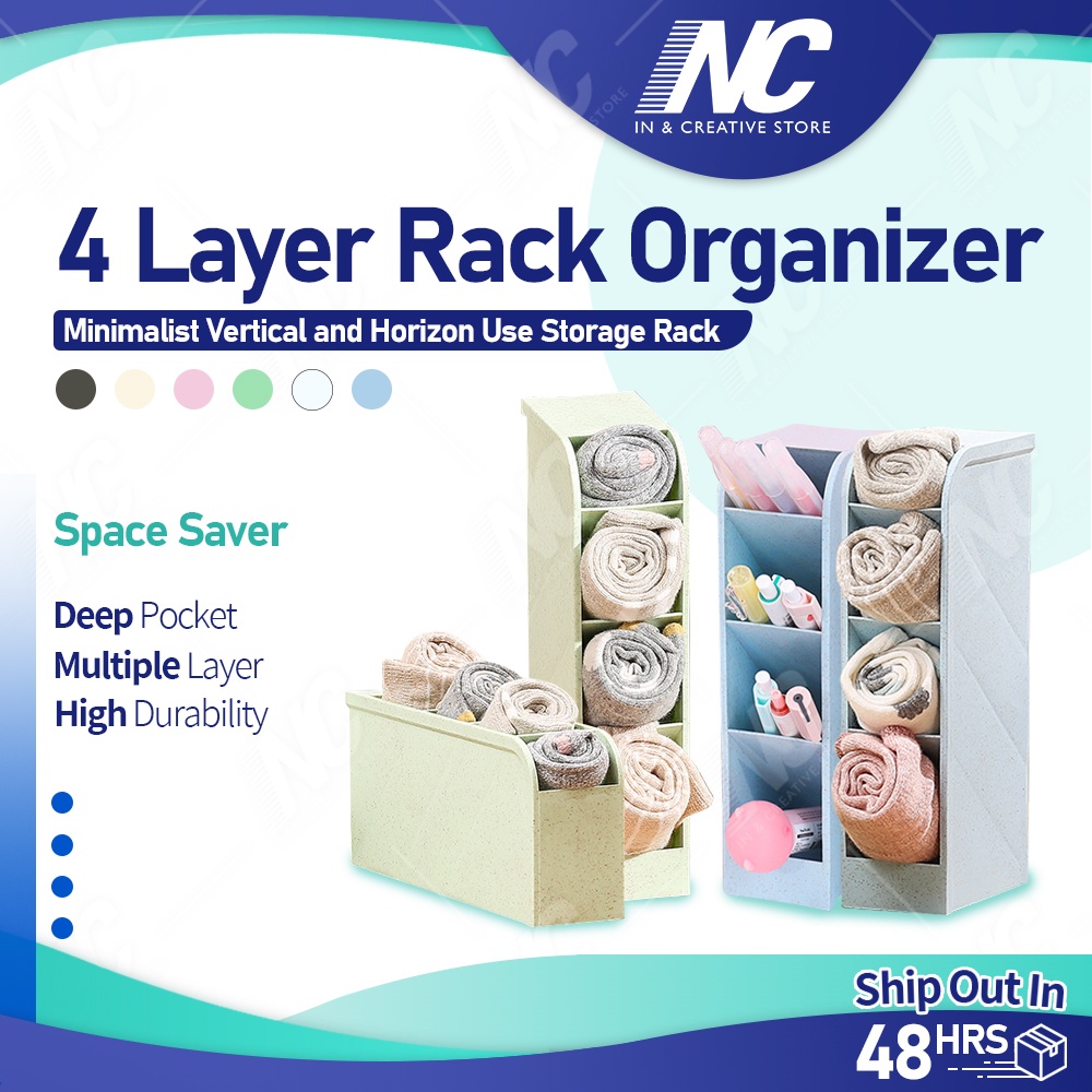 4 Pocket Multifunctional Minimalist Storage Rack for Office/Bedroom ...
