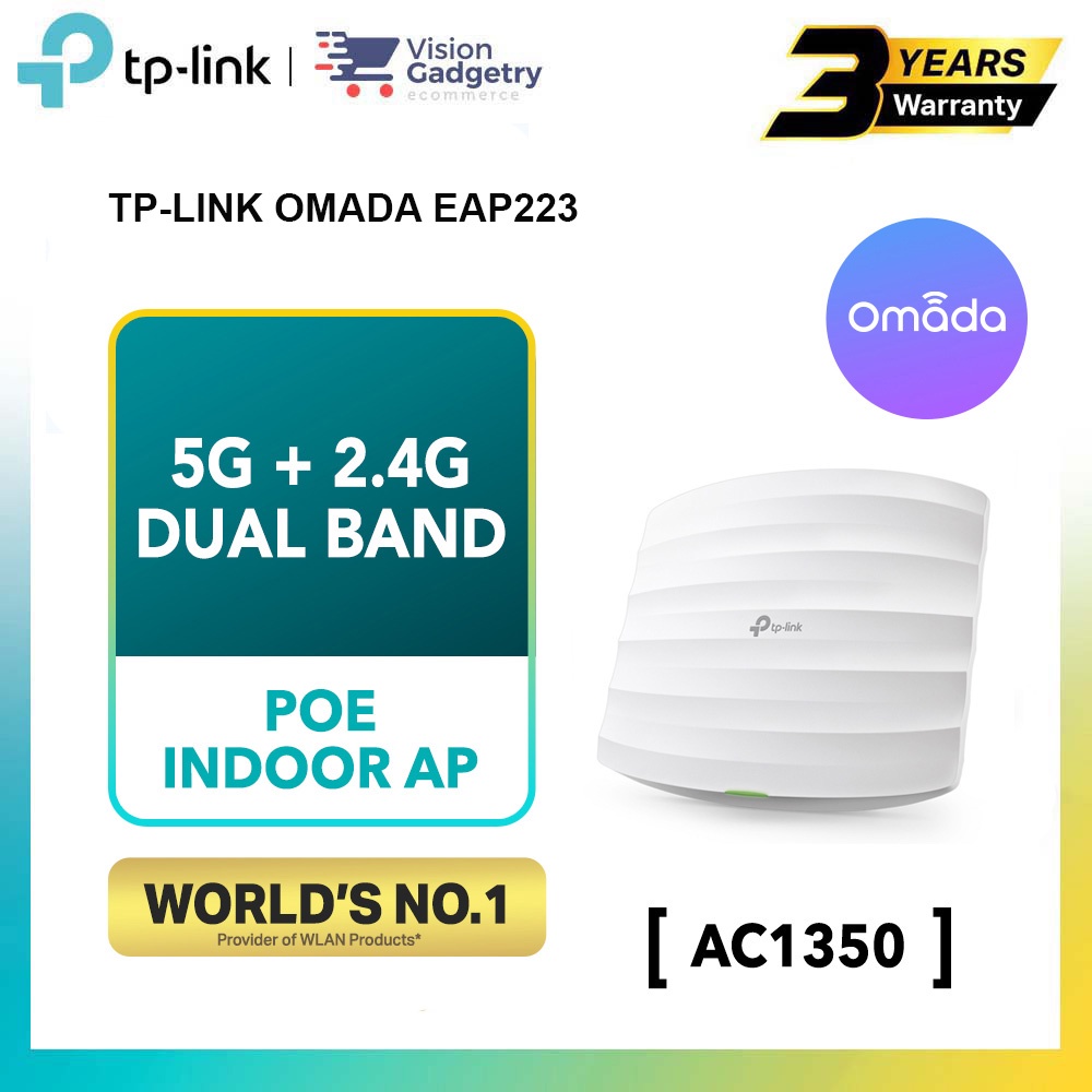 TP-Link Omada EAP225 AC1350 Wireless MU-MIMO Gigabit Access Point Dual ...