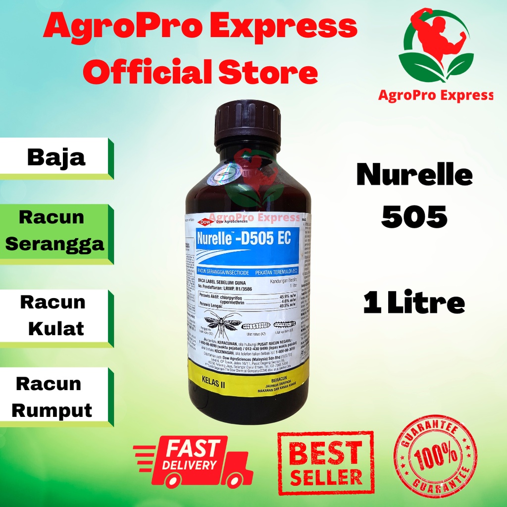 Nurelle D505ec 1 Liter Racun Serangga Insecticide Chlorpyrifos 45.9% ...