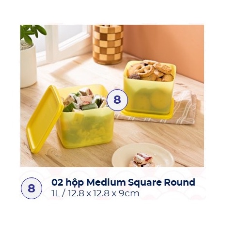 Medium Square Round 1 Liter Food Storage Box (Yellow Retail Box In ...